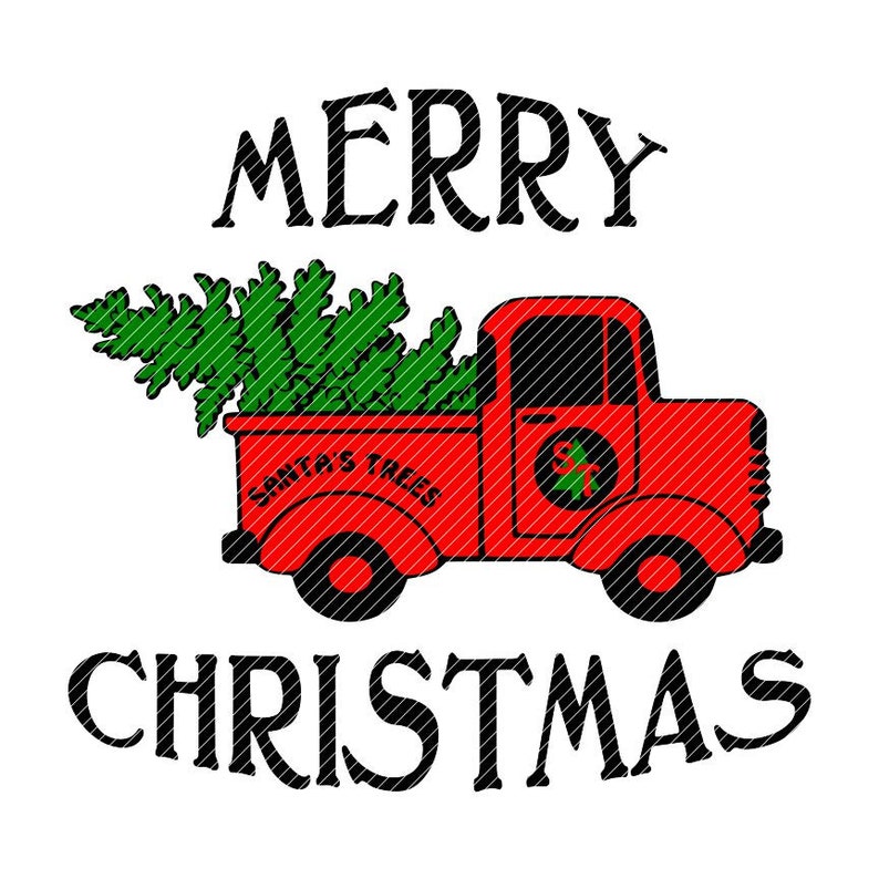 Little Red Truck Santa's Christmas Tree Truck Clipart - Etsy