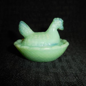 Miniature Jadeite Glass Hen Nesting Basket Chicken Salt Dip Cellar - Etsy