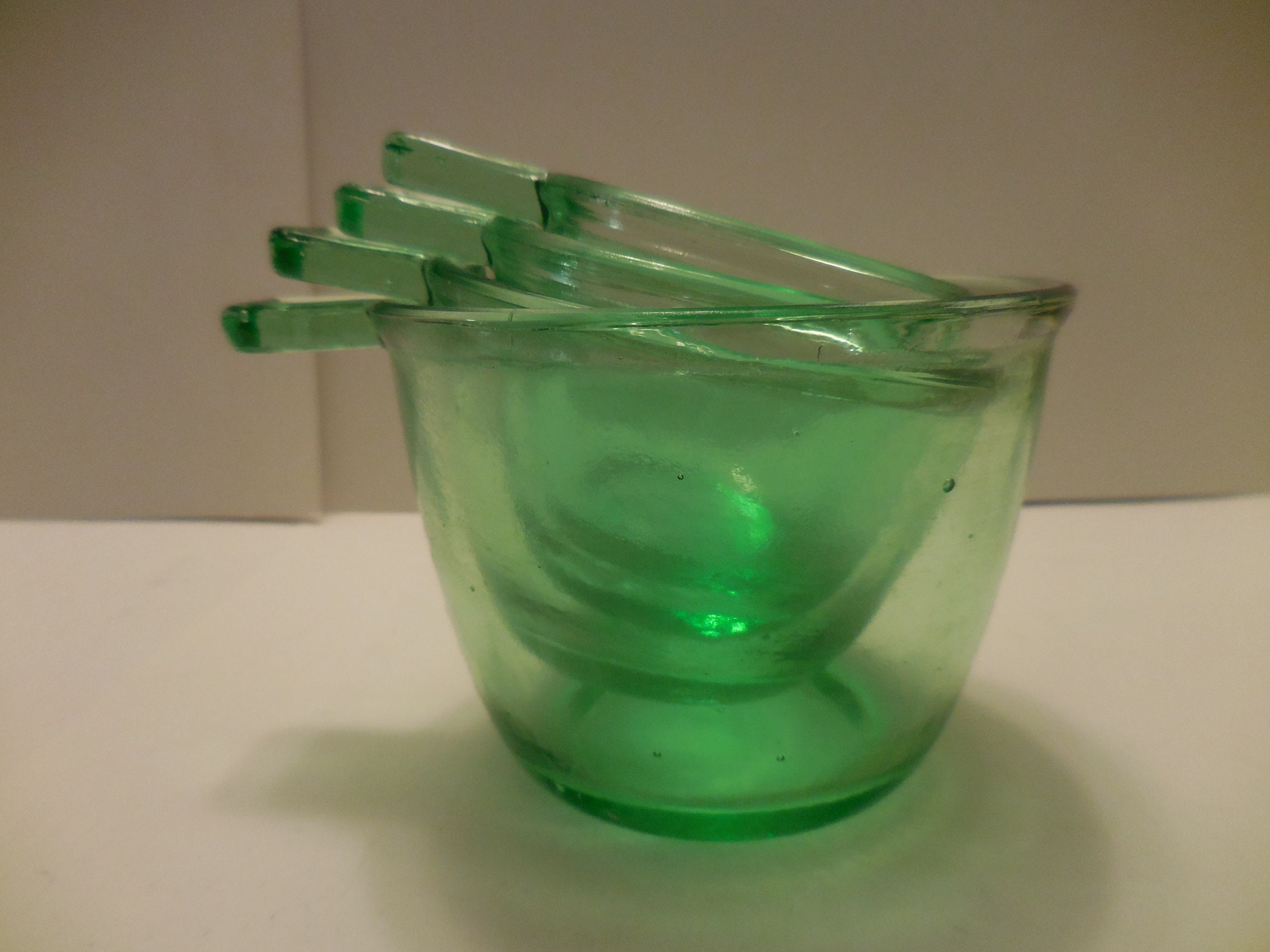 Set of 4 Light Green Glass Measuring Cups Depression Style - Etsy
