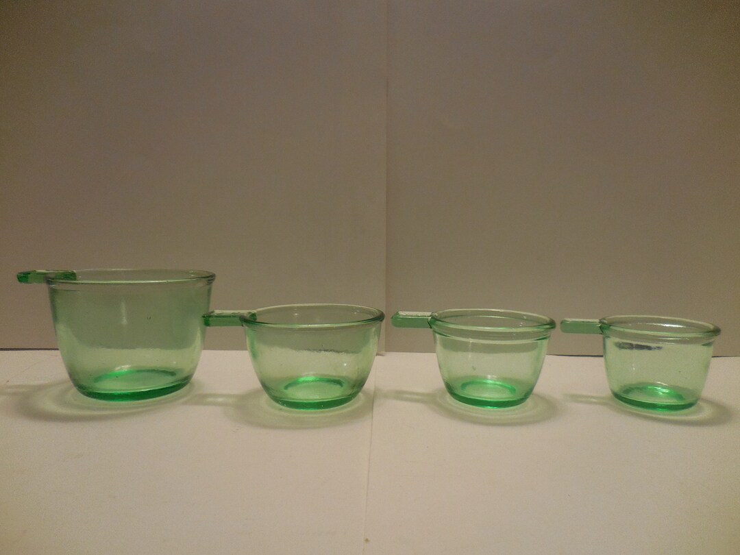 Set of 4 Light Green Glass Measuring Cups Depression Style - Etsy