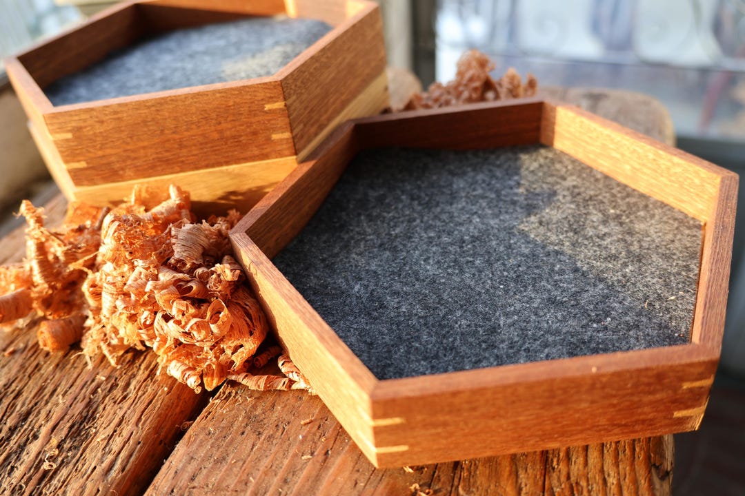Handcrafted Stackable Hexagonal Wooden Dice Tray - Premium White Oak & Sapele - Etsy
