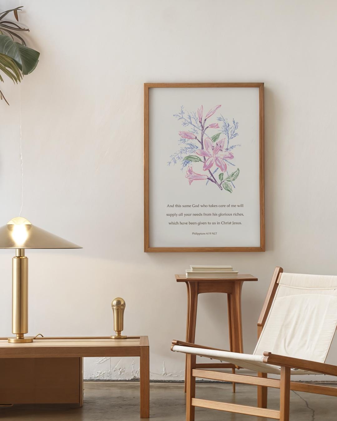 Philippians 4:19 Bible Verse Printable | Hand-drawn Childlike Floral ...