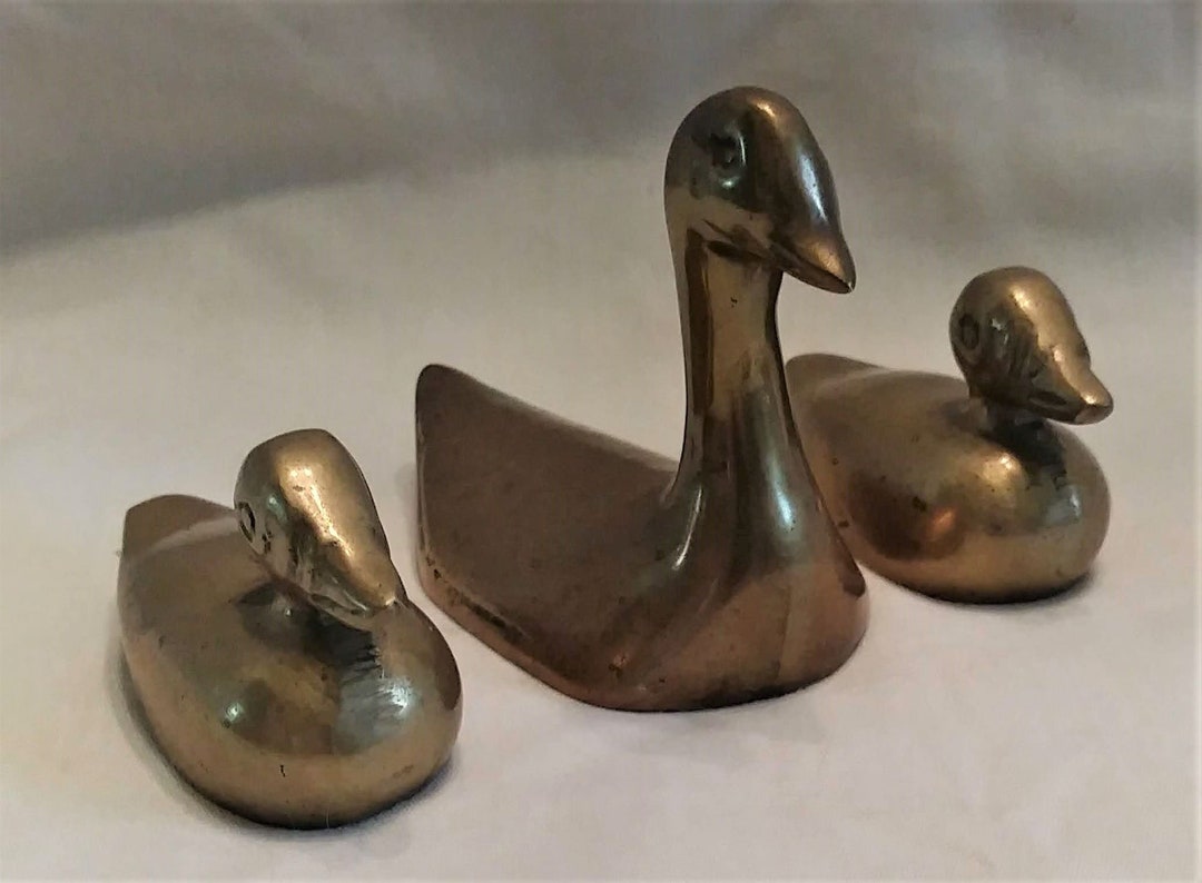 Set of 3 Vintage Solid Brass Duck Figurines - Etsy