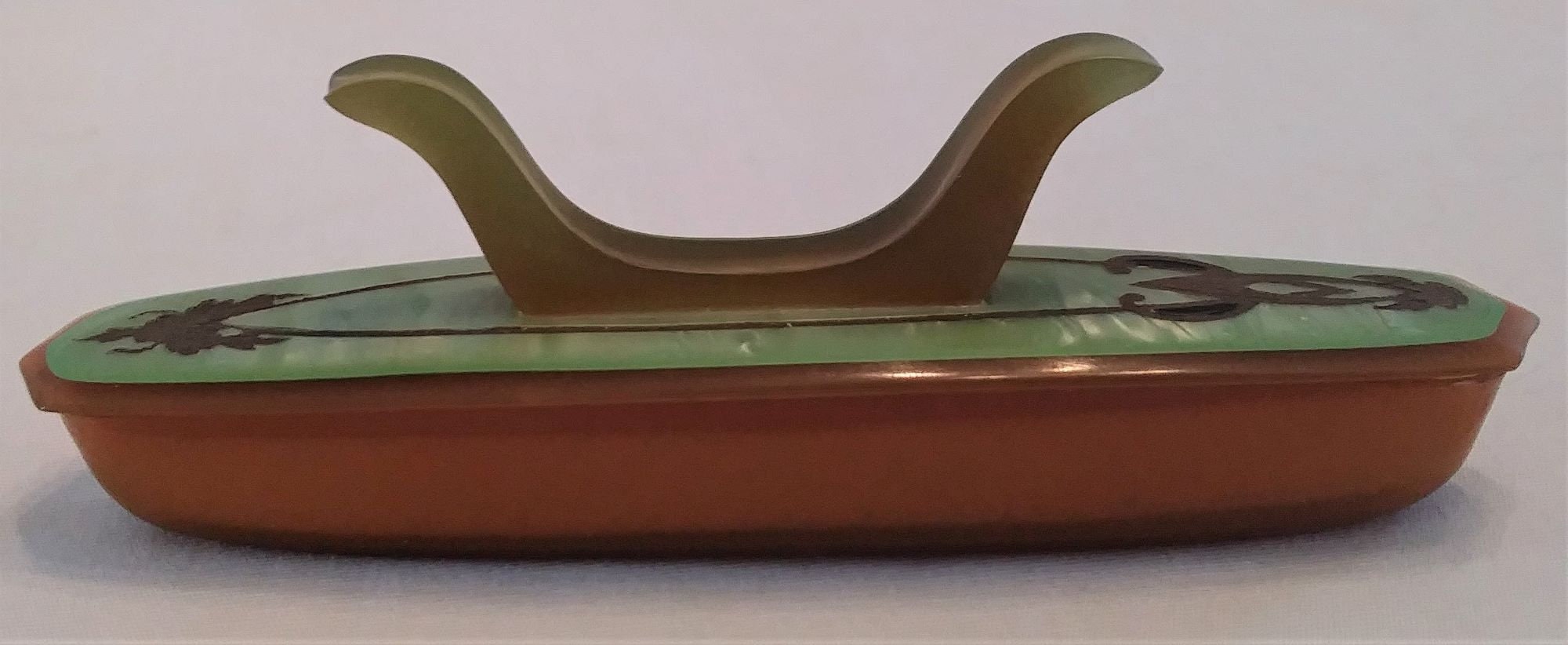 3 Piece Vintage Pearlized Green and Butterscotch Bakelite Celluloid ...