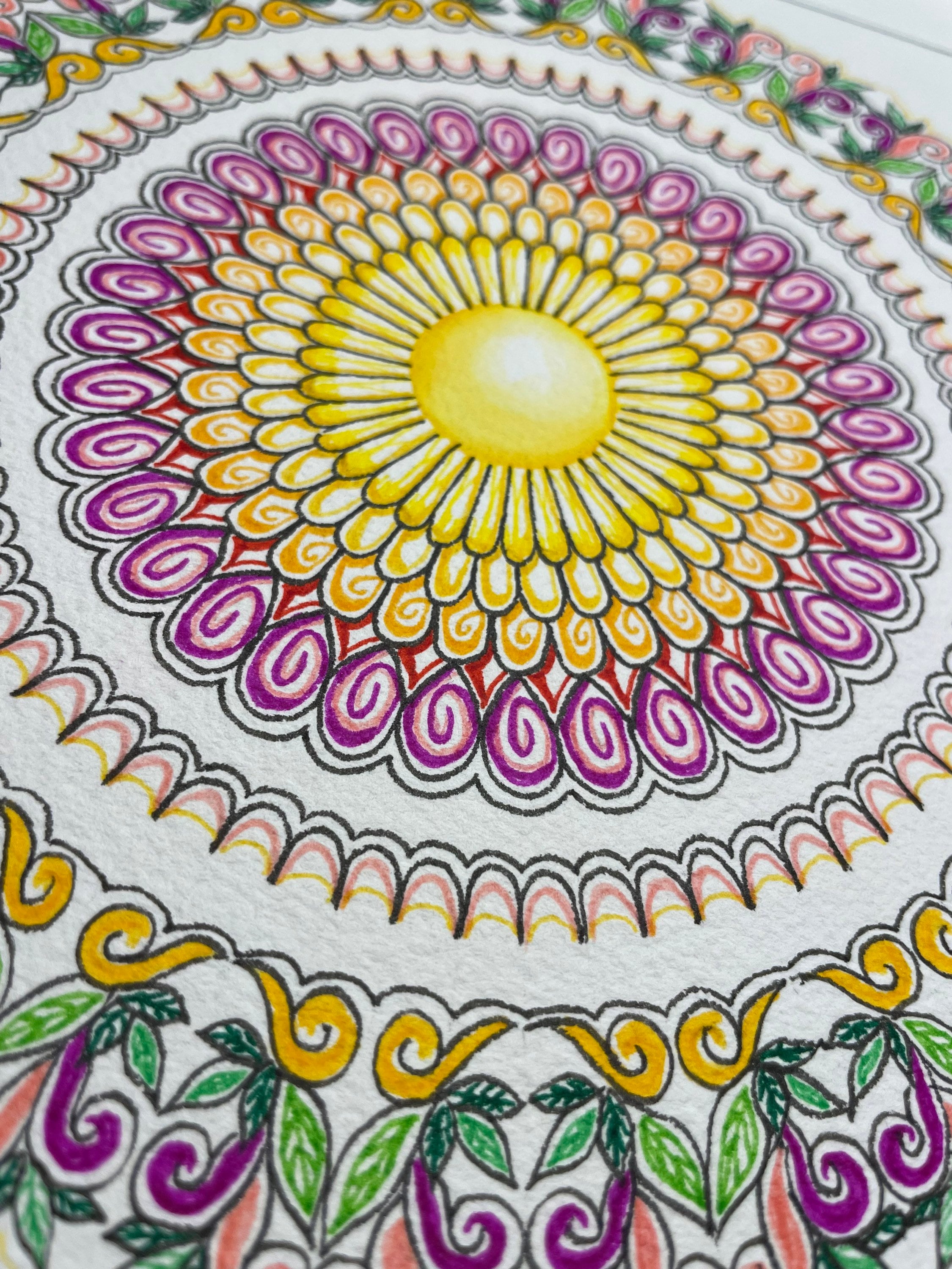 Original Mandala springtime Hand Drawn 10 X 10 Pen & Ink Wall Art - Etsy