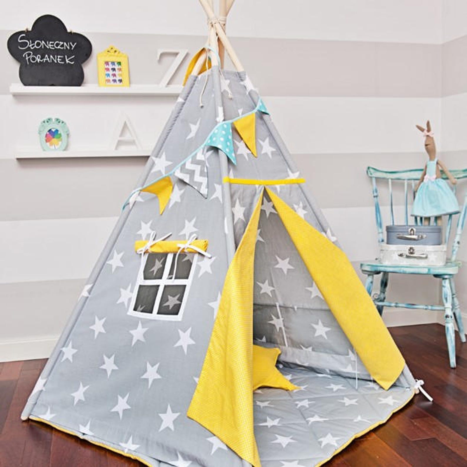 Grosse Tipi Kit mit Bodenmatte Kissen Girlande Sunny - Etsy.de