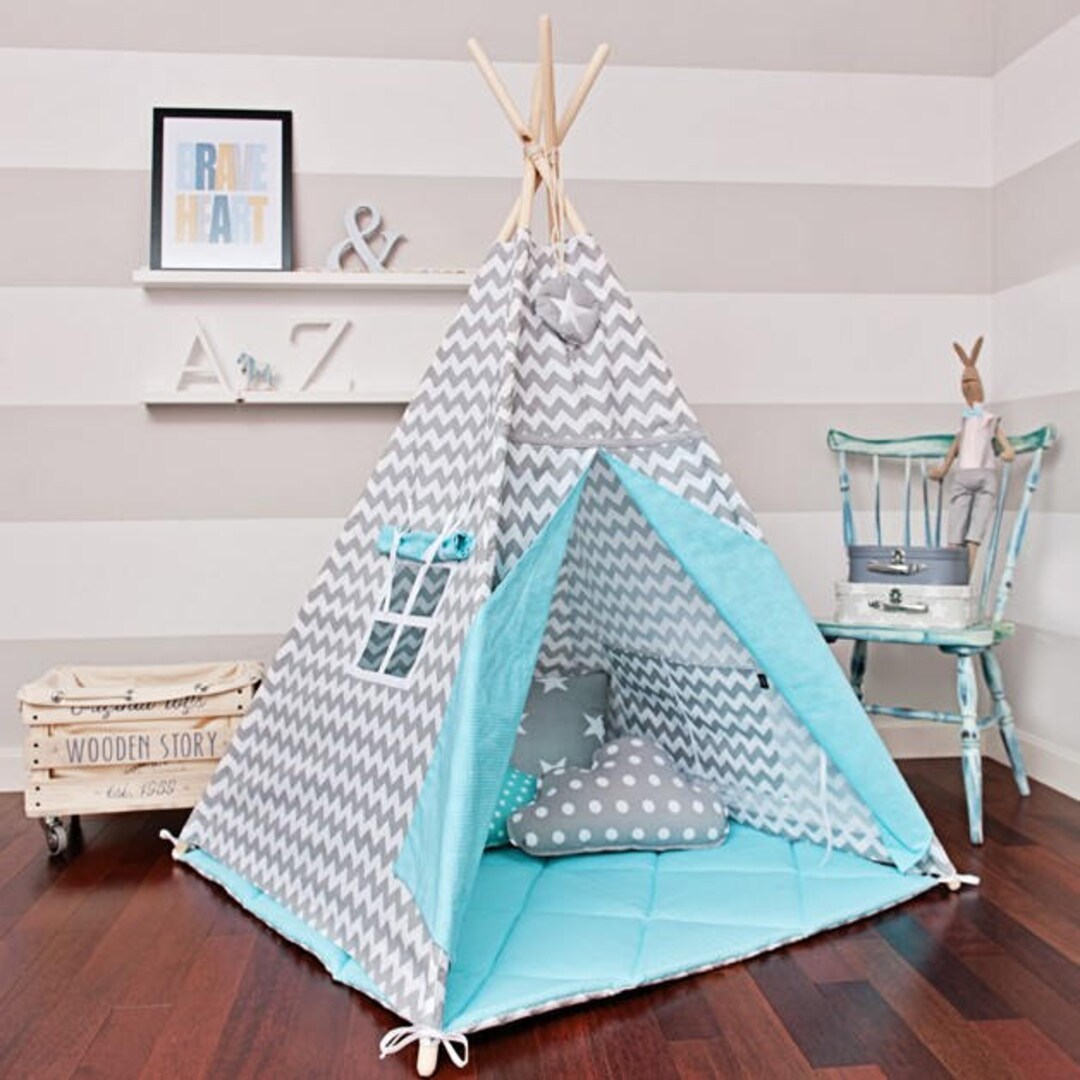 Premium Teepee Set With Floor Mat Pillows Garland and Basket - Etsy