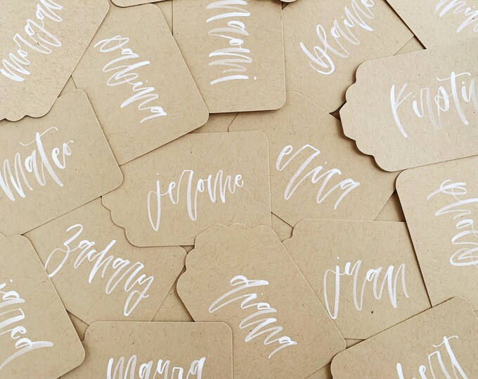 Handwritten Gift Tags (kraft Paper Cardstock With White Ink Lettering ...