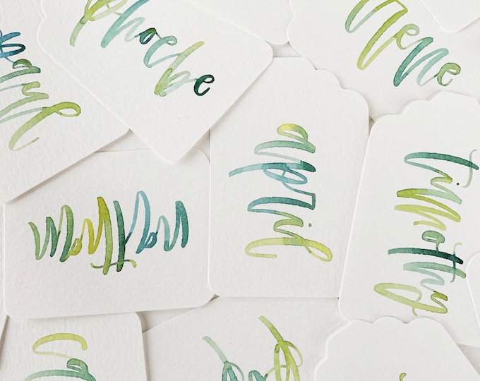 Handwritten Gift Tags (white Cardstock With Watercolor Lettering ...