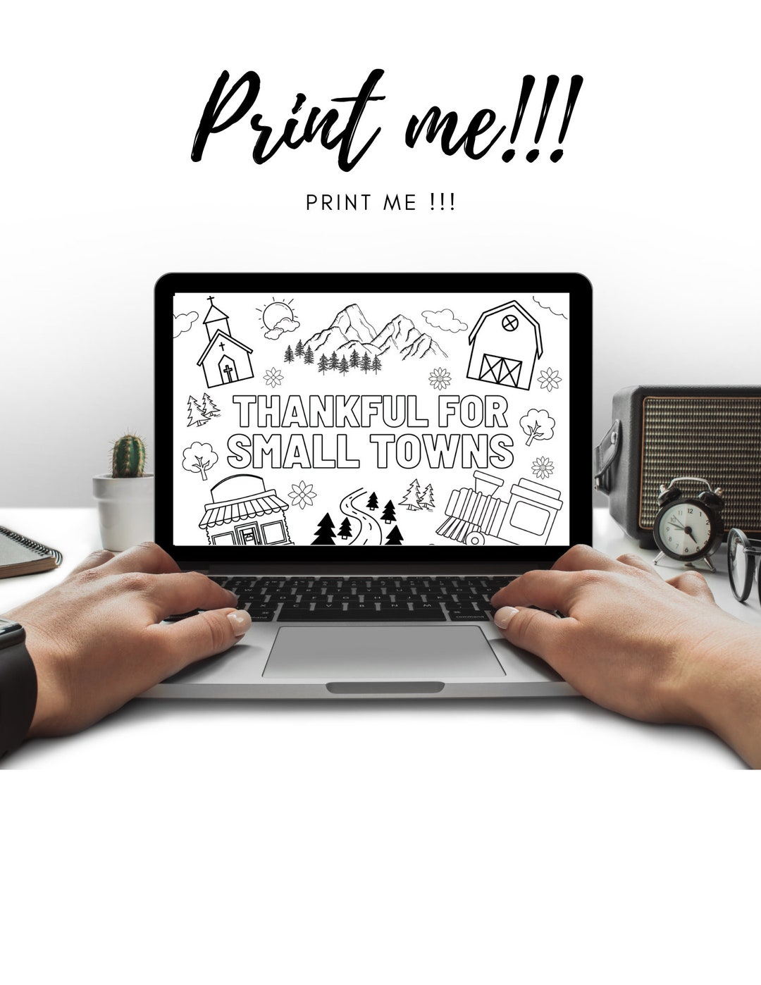 SMALL TOWN PRINTABLE, Coloring Page, Small Town Coloring Page, Kids ...