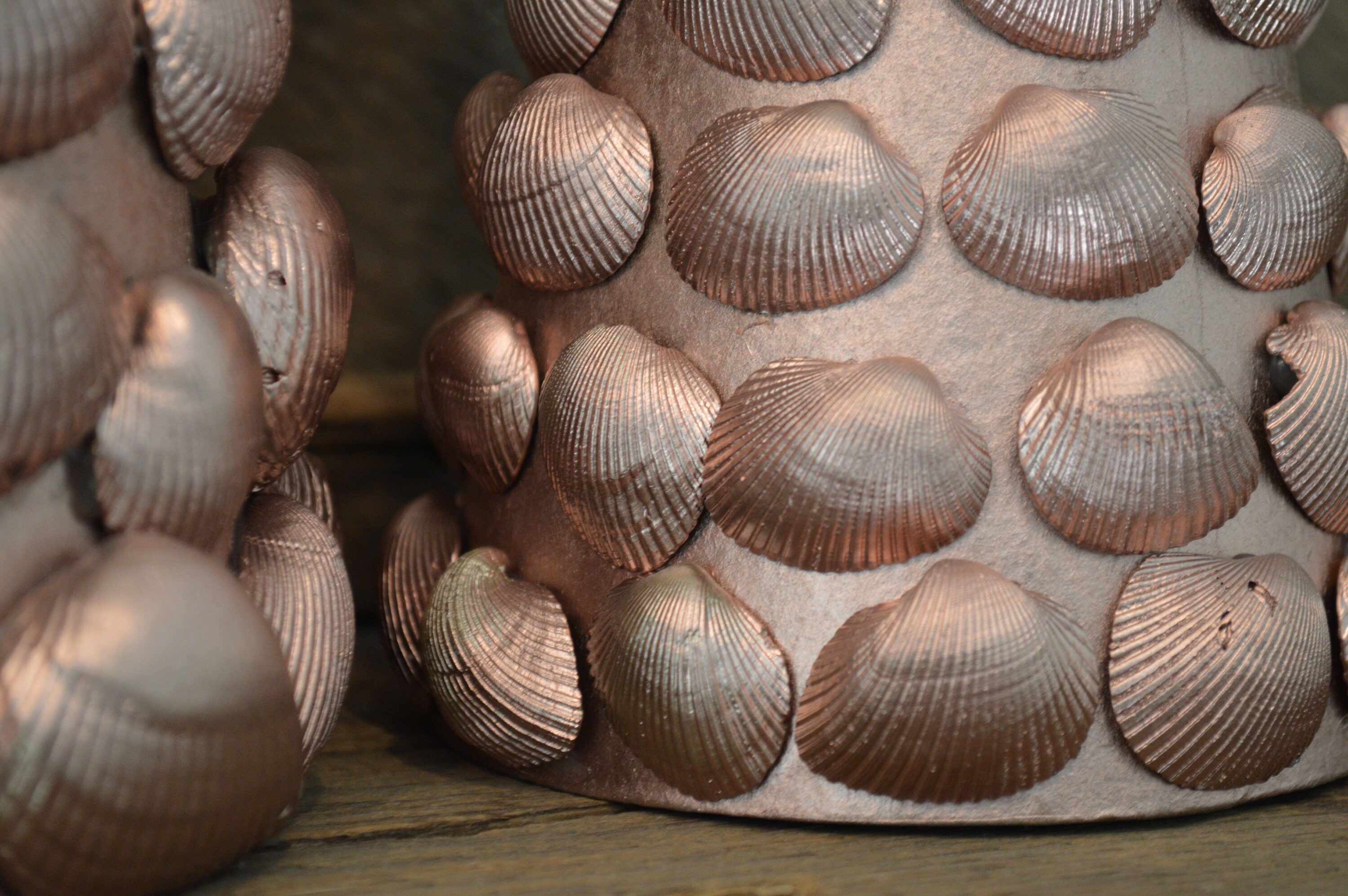 2 Rosegold Shell Cone Shaped Trees-set of 2 Beach - Etsy