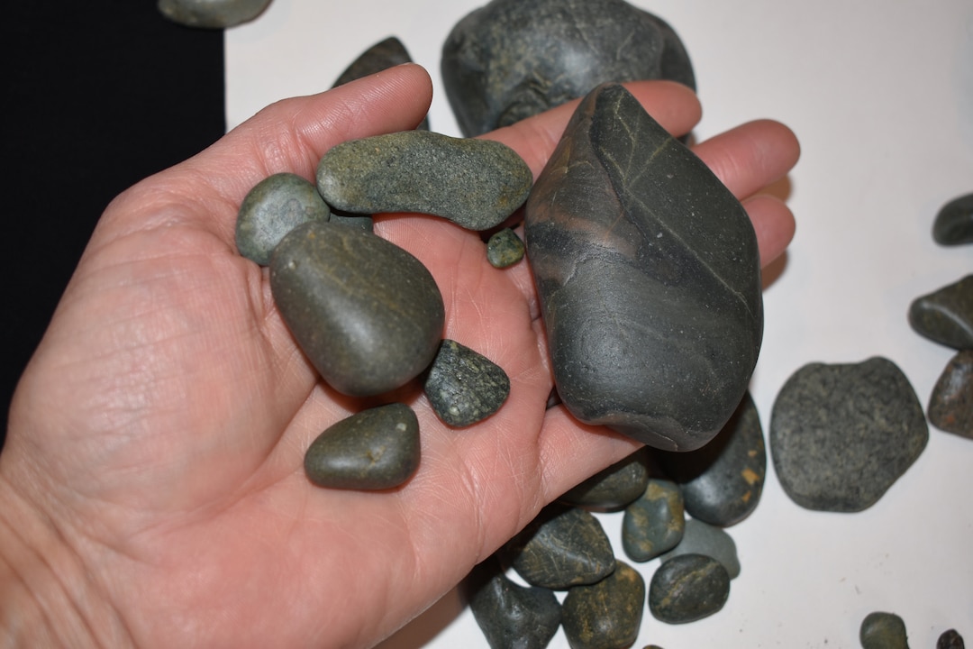 Green Rocks Sealed to Bring Out Their Beauty, Lot of Dark Green Granite ...