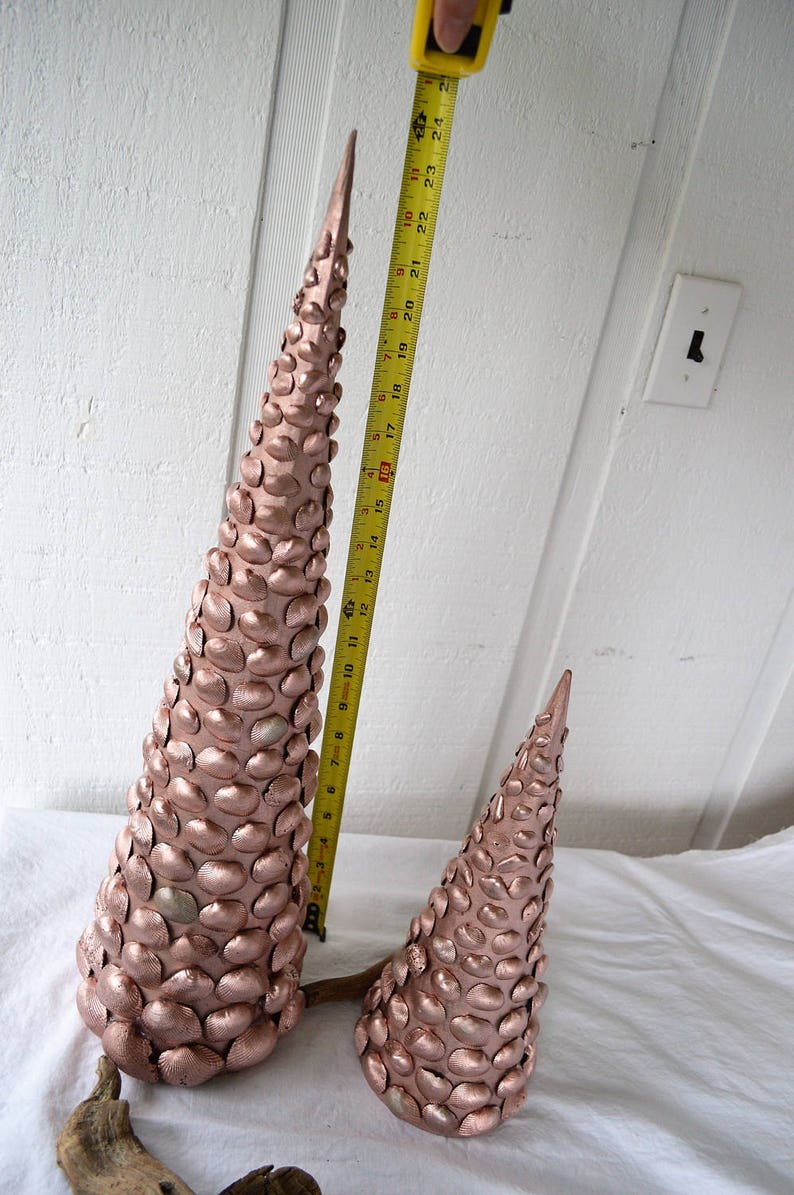 2 Rosegold Shell Cone Shaped Trees-set of 2 Beach - Etsy