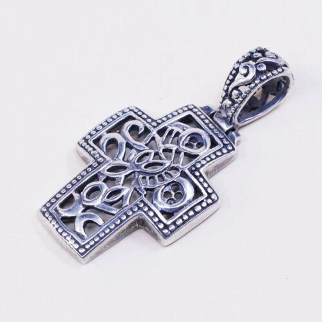 VTG Handmade Sterling Silver Filigree Pendant, 925 Cross, Stamped 925 ...