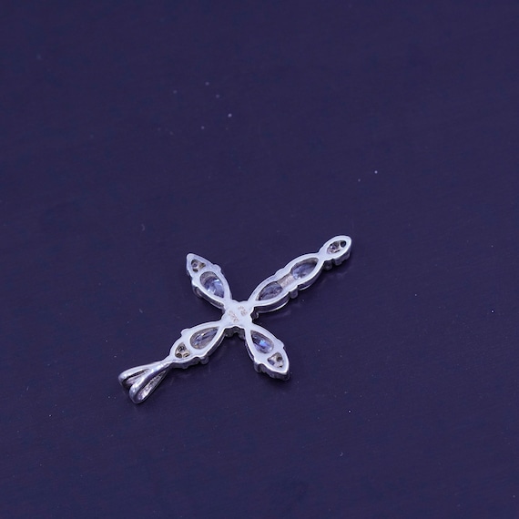 antique RJ sterling 925 silver cross pendant with Cz,… - Gem