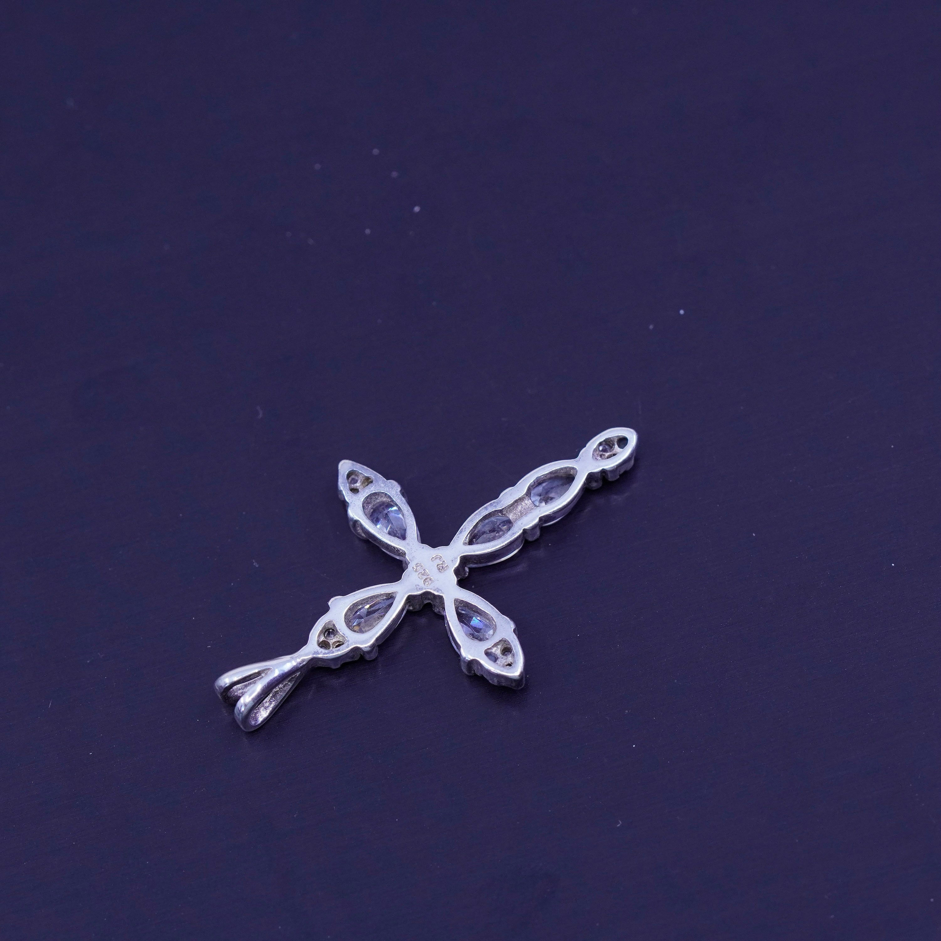 Antique RJ Sterling 925 Silver Cross Pendant With Cz Stamped | Etsy