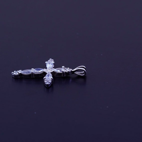 antique RJ sterling 925 silver cross pendant with Cz,… - Gem