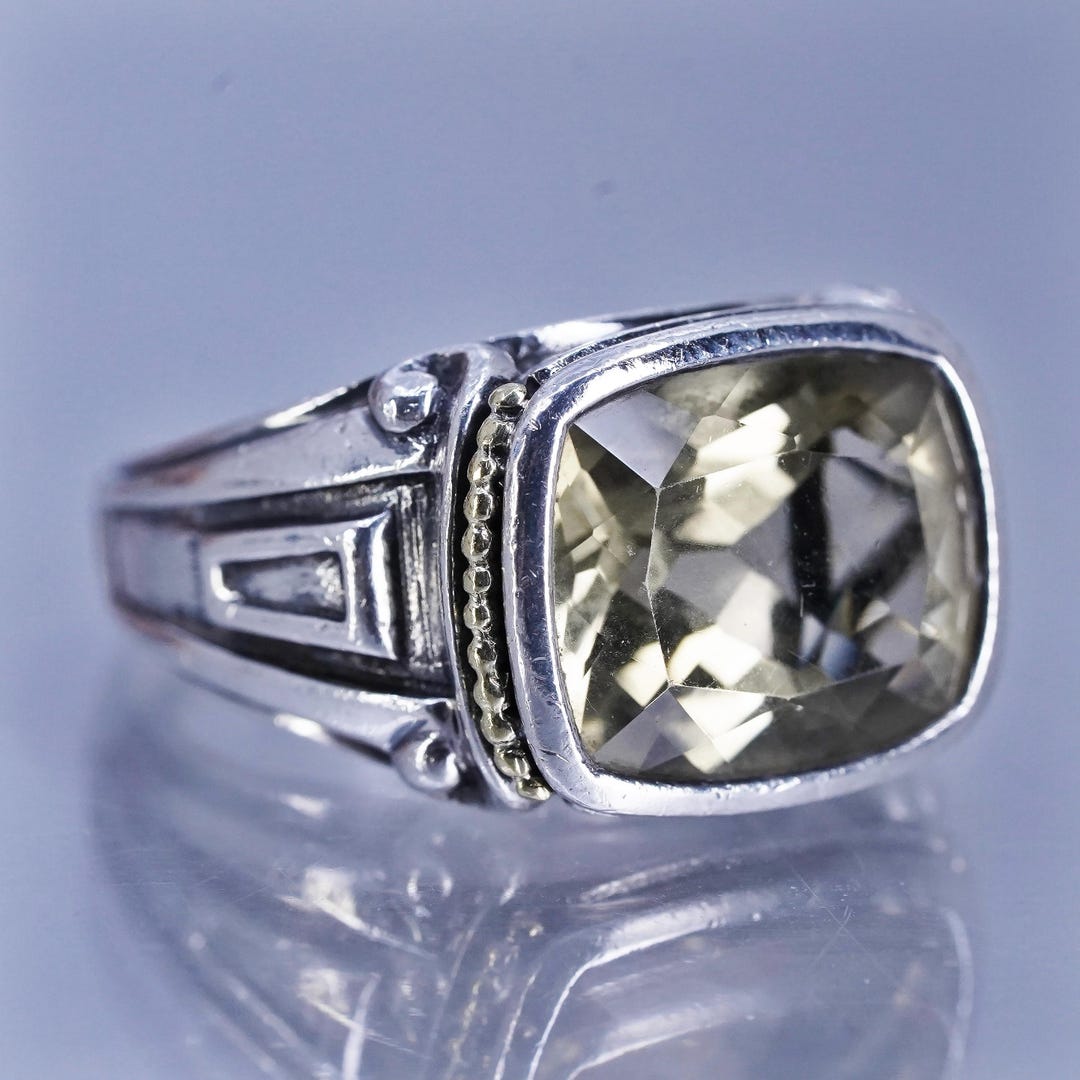 Size 7.5, Vintage Fred Samuel Benham BJC Sterling Silver Peridot Ring ...