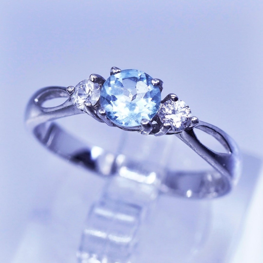 Size 8.25, Vintage Sterling 925 Silver Handmade Ring With Topaz ...
