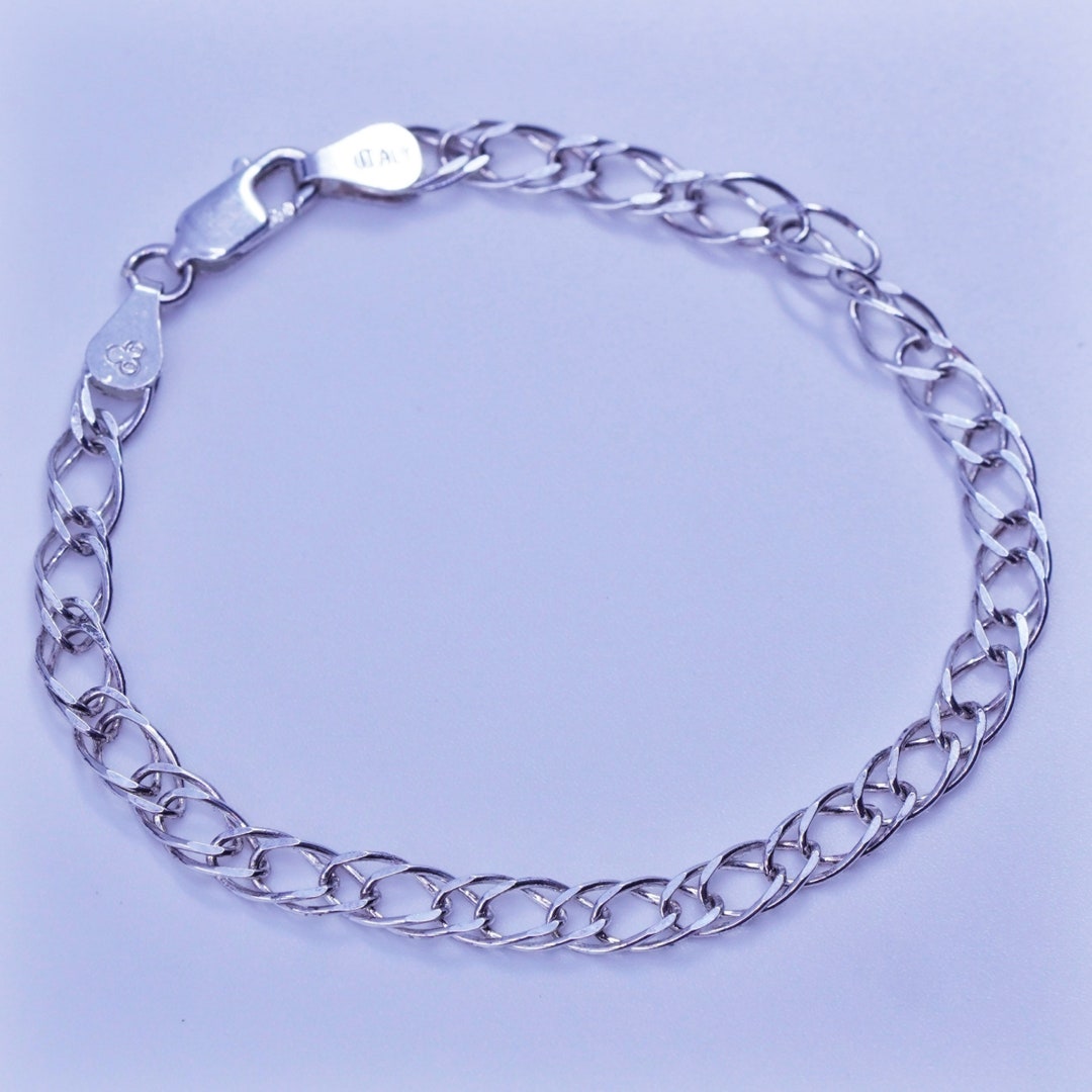 6.75, 5mm, Vintage Italy Sterling 925 Silver Handmade Bracelet, Double ...