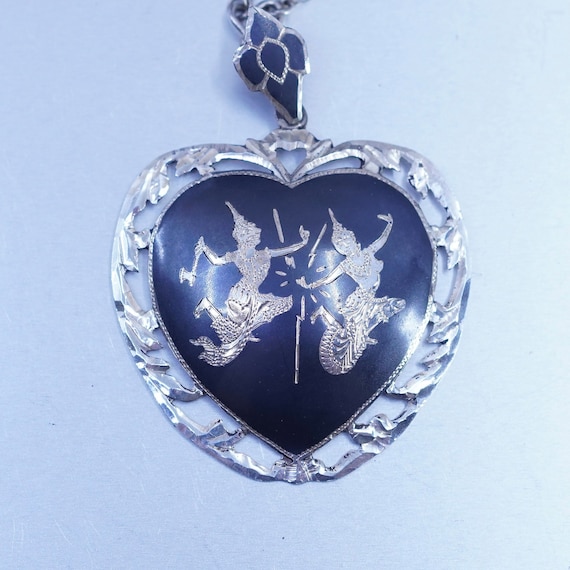 Vintage Siam Sterling Large Brooch - Gem