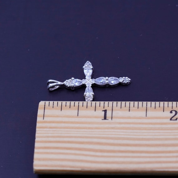 antique RJ sterling 925 silver cross pendant with Cz,… - Gem