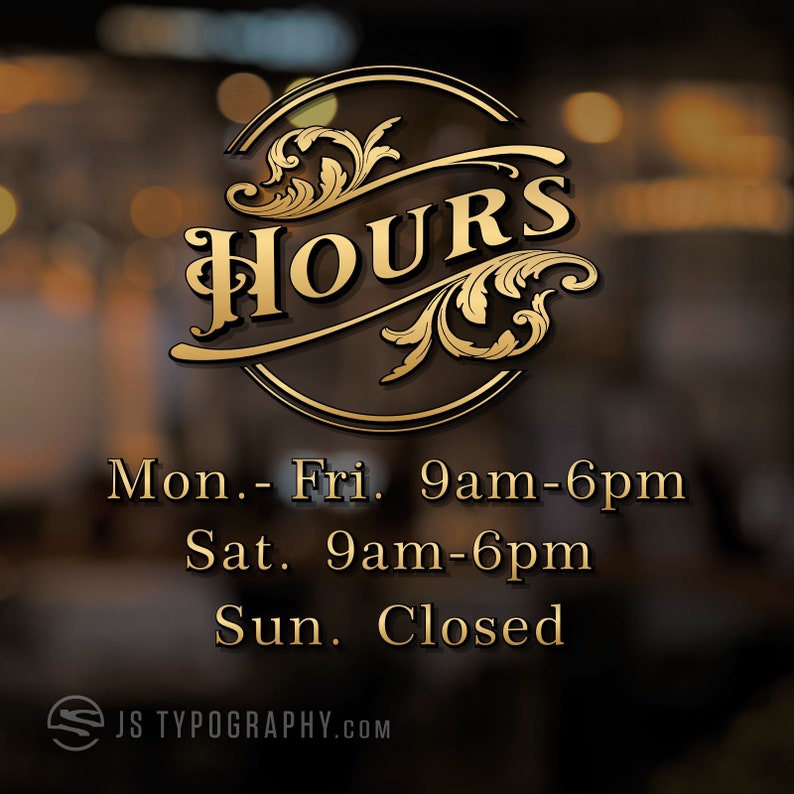 Custom Gold Leaf Store Hours Decal: Vintage Business Sign - Etsy