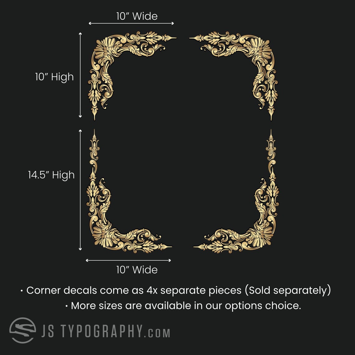 Gold Leaf Corner Decals Ornamental Corners Gold Corner - Etsy
