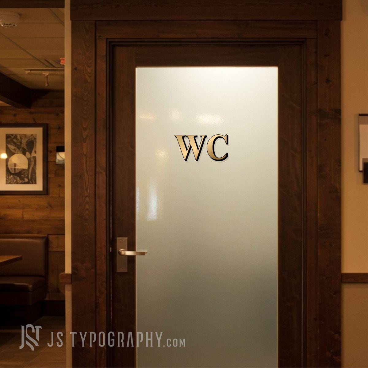 Gold Leaf WC Door Sign, Restroom Vinyl Decal - Etsy