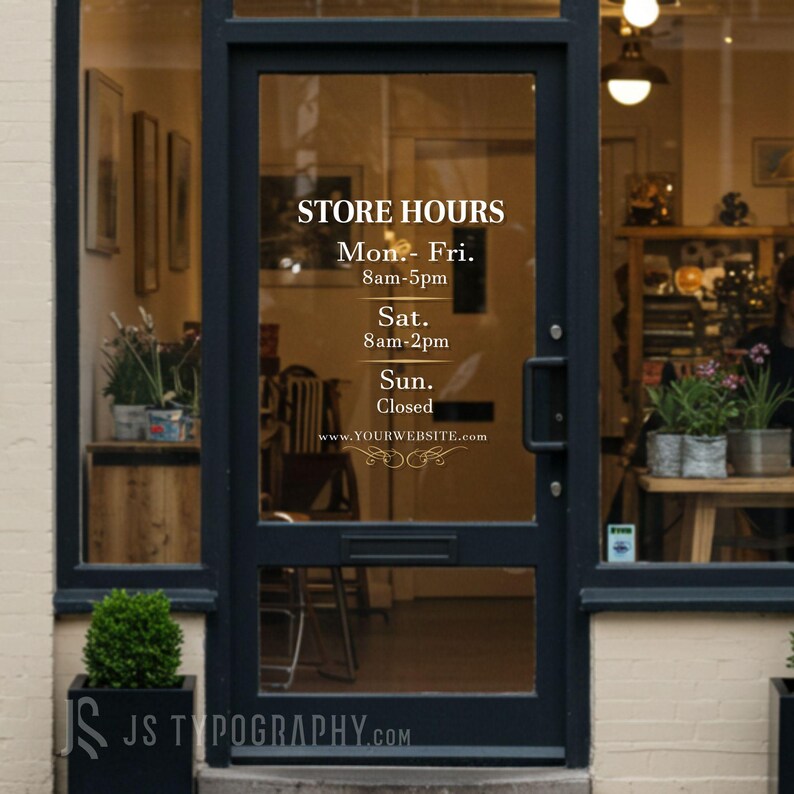 Custom Store Hours Door Decal, Personalized Business Hours Sticker - Etsy