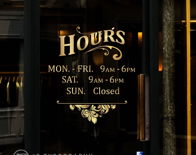 Store Hours Decal Business Hours Decals Store Hours Signs - Etsy