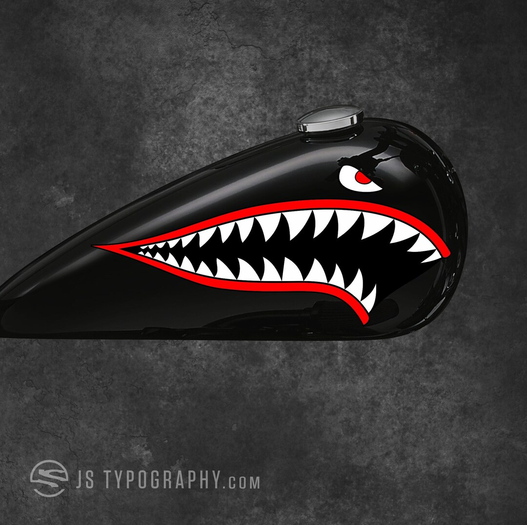 Motorcycle Tank Decals, 2x Pieces, P-40 Flying Tiger Decals, Shark ...