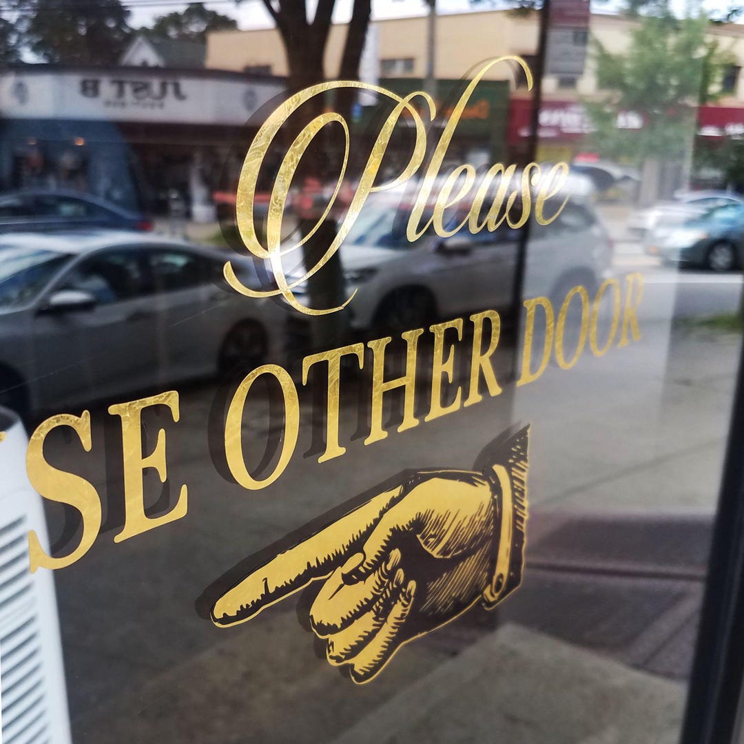 Store Window Signs, Hand Pointing Signs, Gold Leaf Window Signs, Gold ...