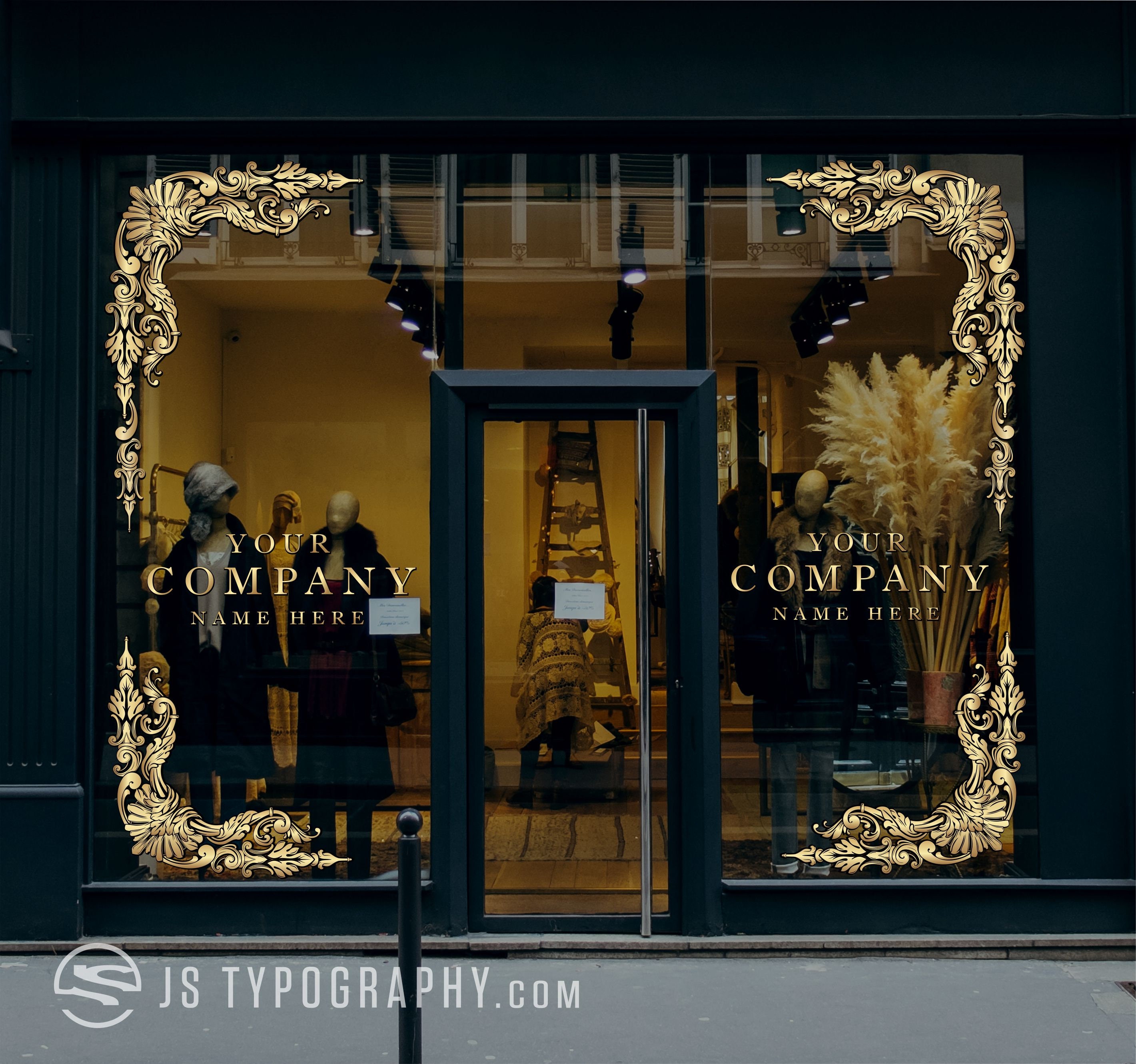 Gold Leaf Corner Decals: Vintage Ornamental Window Stickers - Etsy