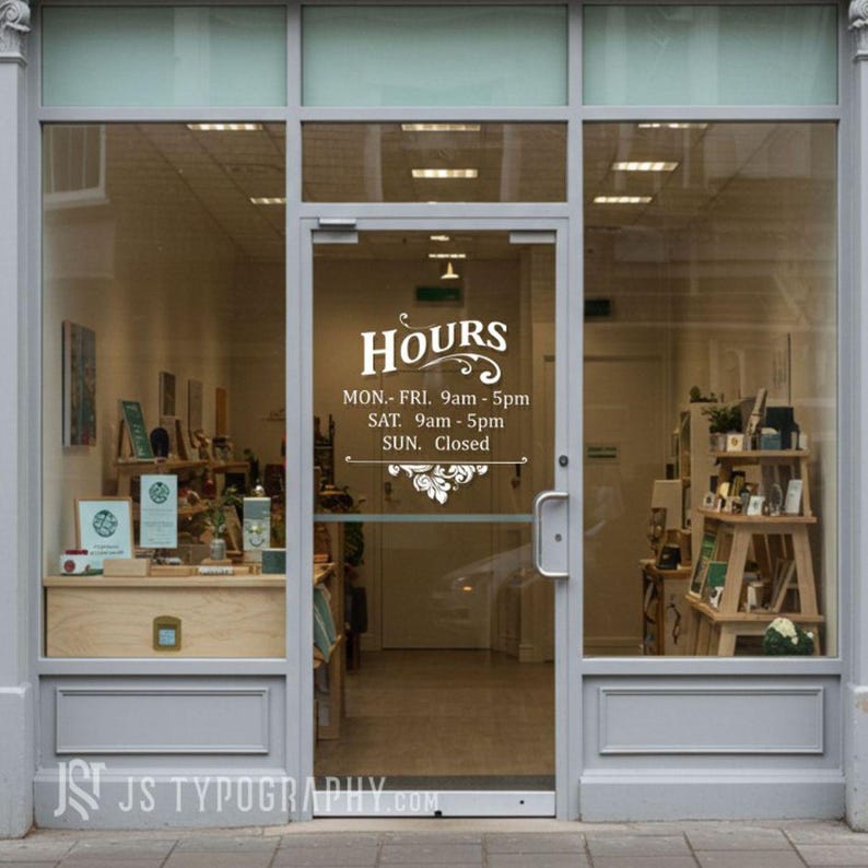 Custom Store Hours Decal for Door. Business Hours Signs - Etsy