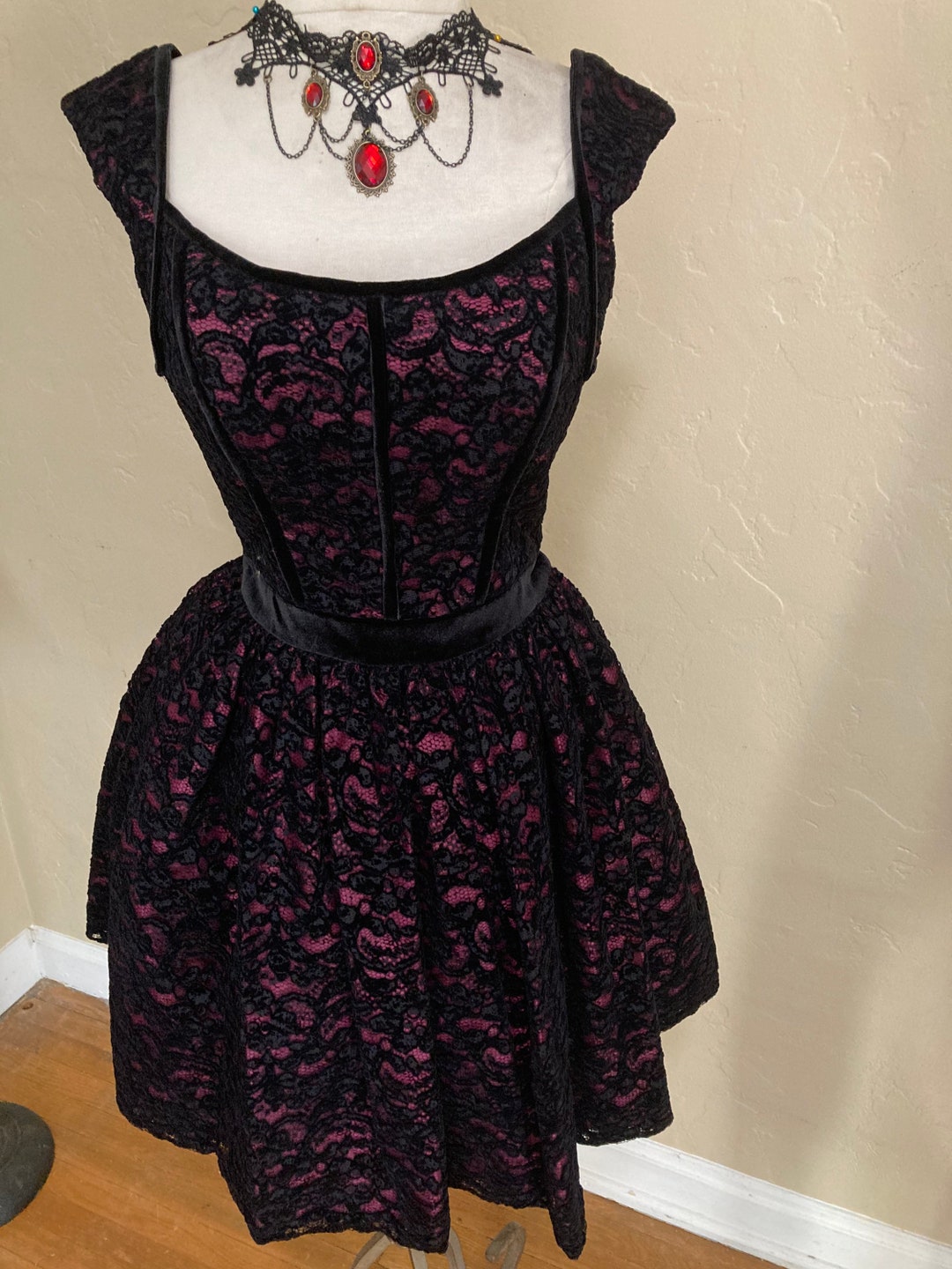 Wednesday Addams Gothic Black Halo Lace Dress. New With Tagscustom ...