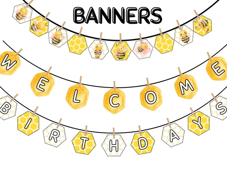 DIGITAL Bee Themed Classroom Decor Bundle, Classroom Decoration, Bee ...