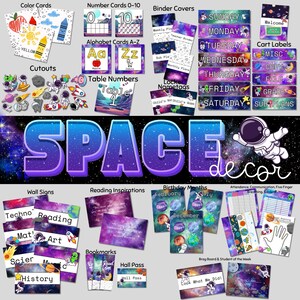 DIGITAL Space Themed Classroom Decor Bundle, Teachers, Space Classroom ...