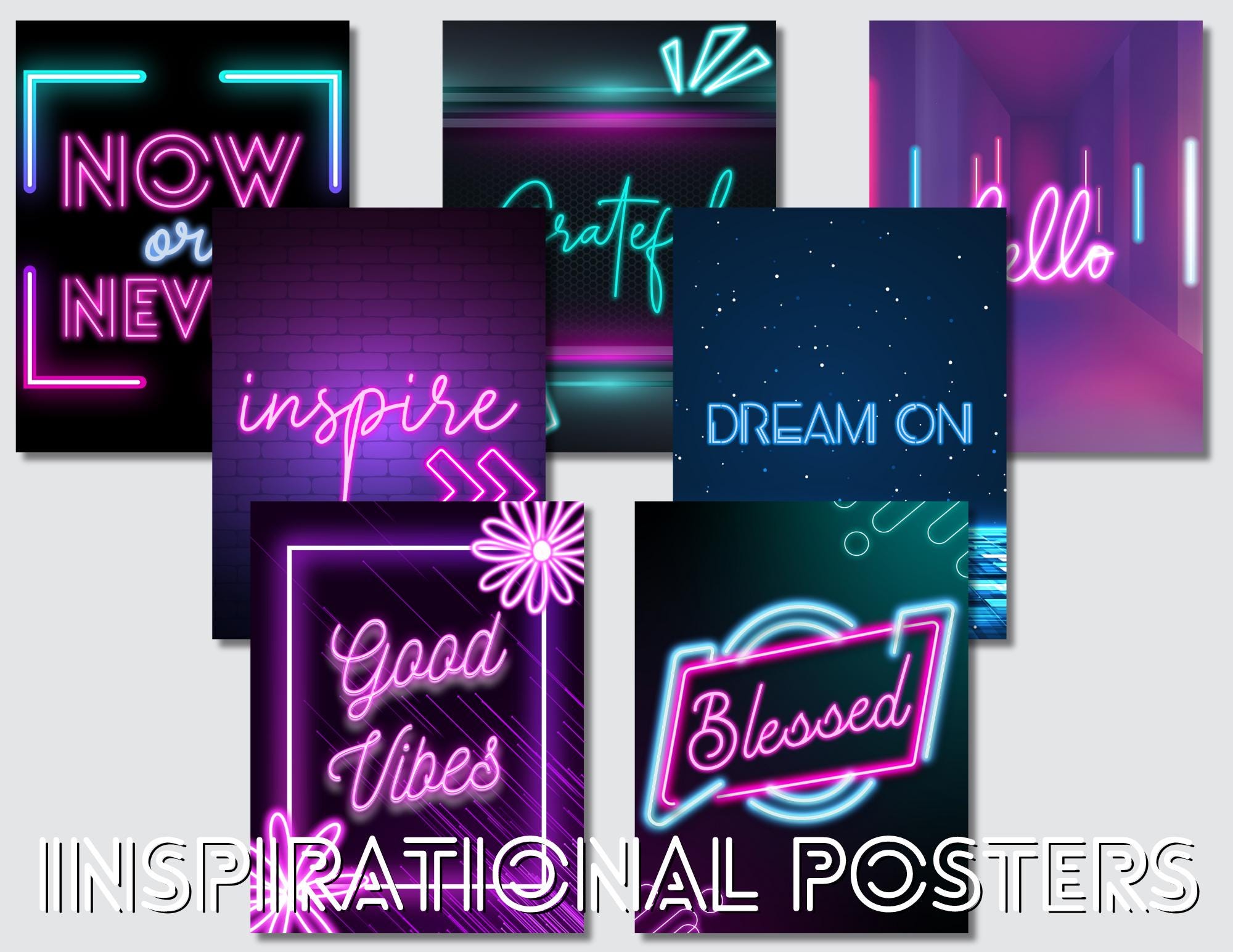 DIGITAL Neon Themed Classroom Decor Bundle, Classroom Decorations, Neon ...