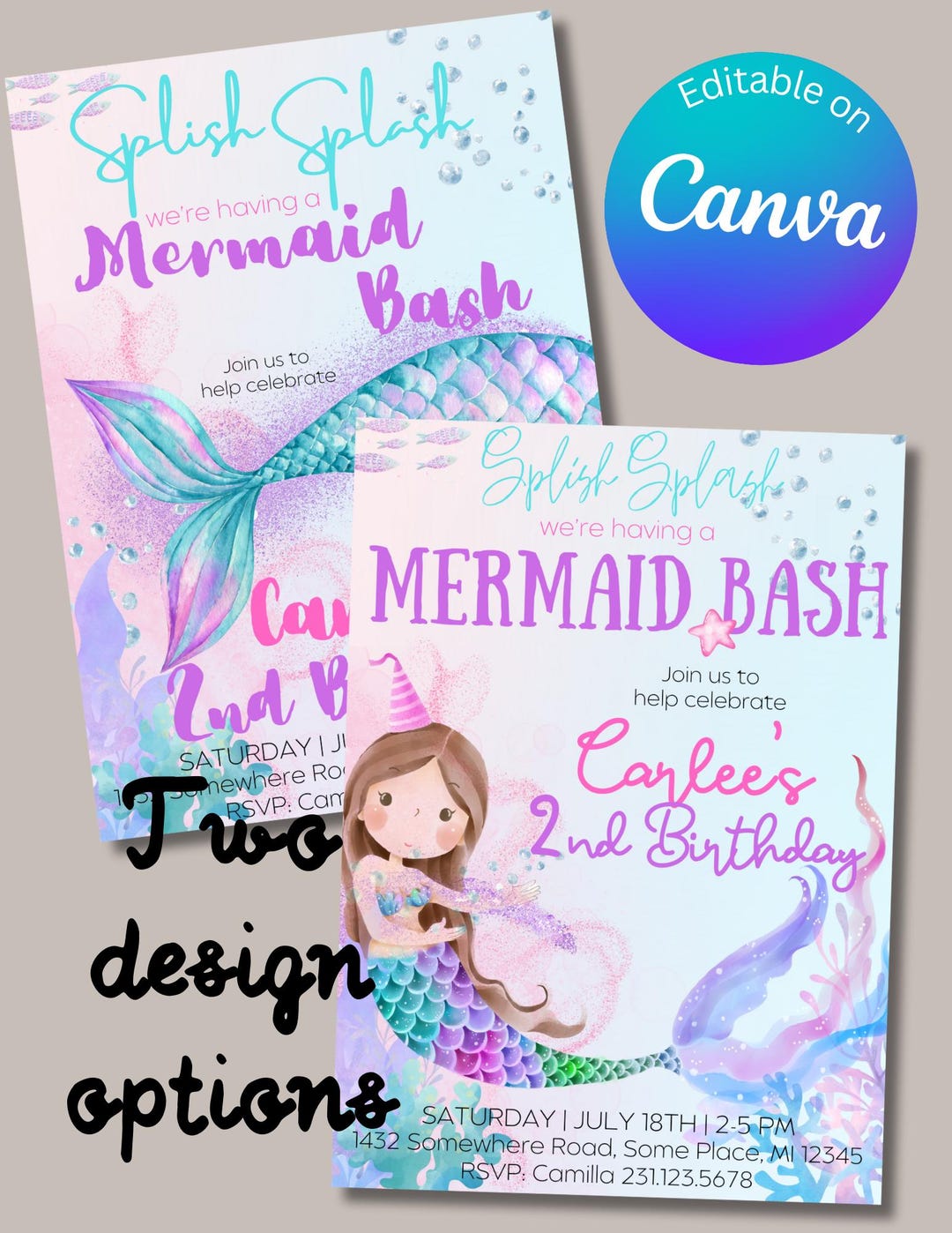 Mermaid Birthday Invitations, Sea Invitations, Mermaid Invites, Mermaid ...