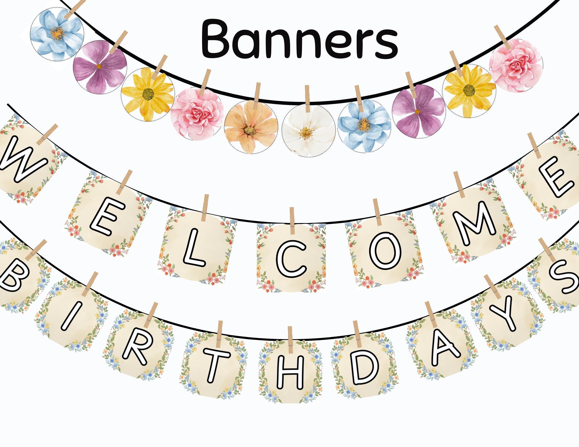 DIGITAL, Wildflower Themed Classroom Decor Bundle, Classroom ...