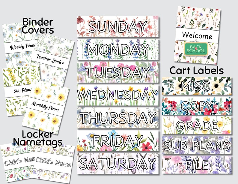 DIGITAL, Wildflower Themed Classroom Decor Bundle, Classroom ...