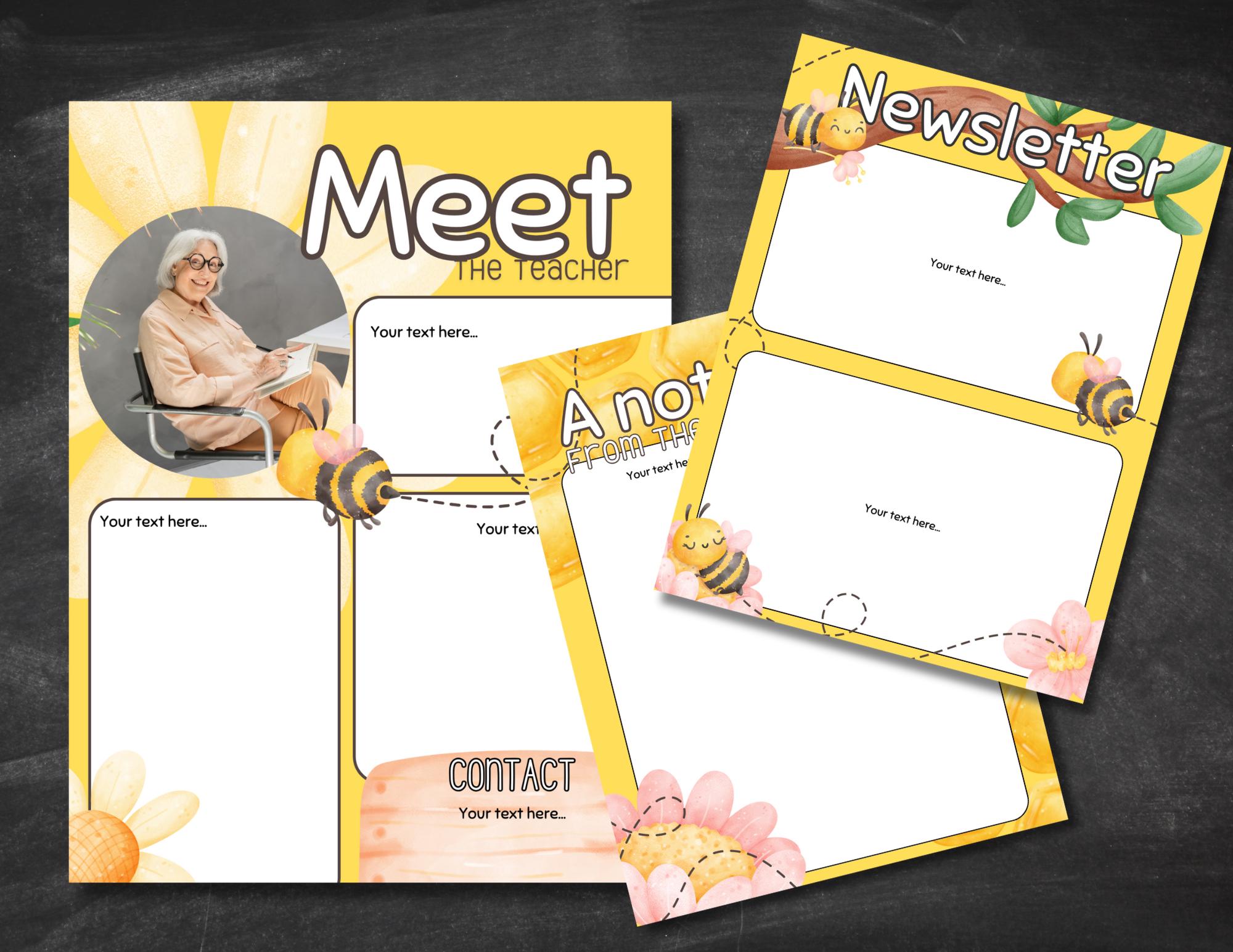 DIGITAL Bee Themed Classroom Decor Bundle, Classroom Decoration, Bee ...