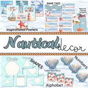DIGITAL, Nautical Themed Classroom Decor Bundle, Classroom Decorations ...
