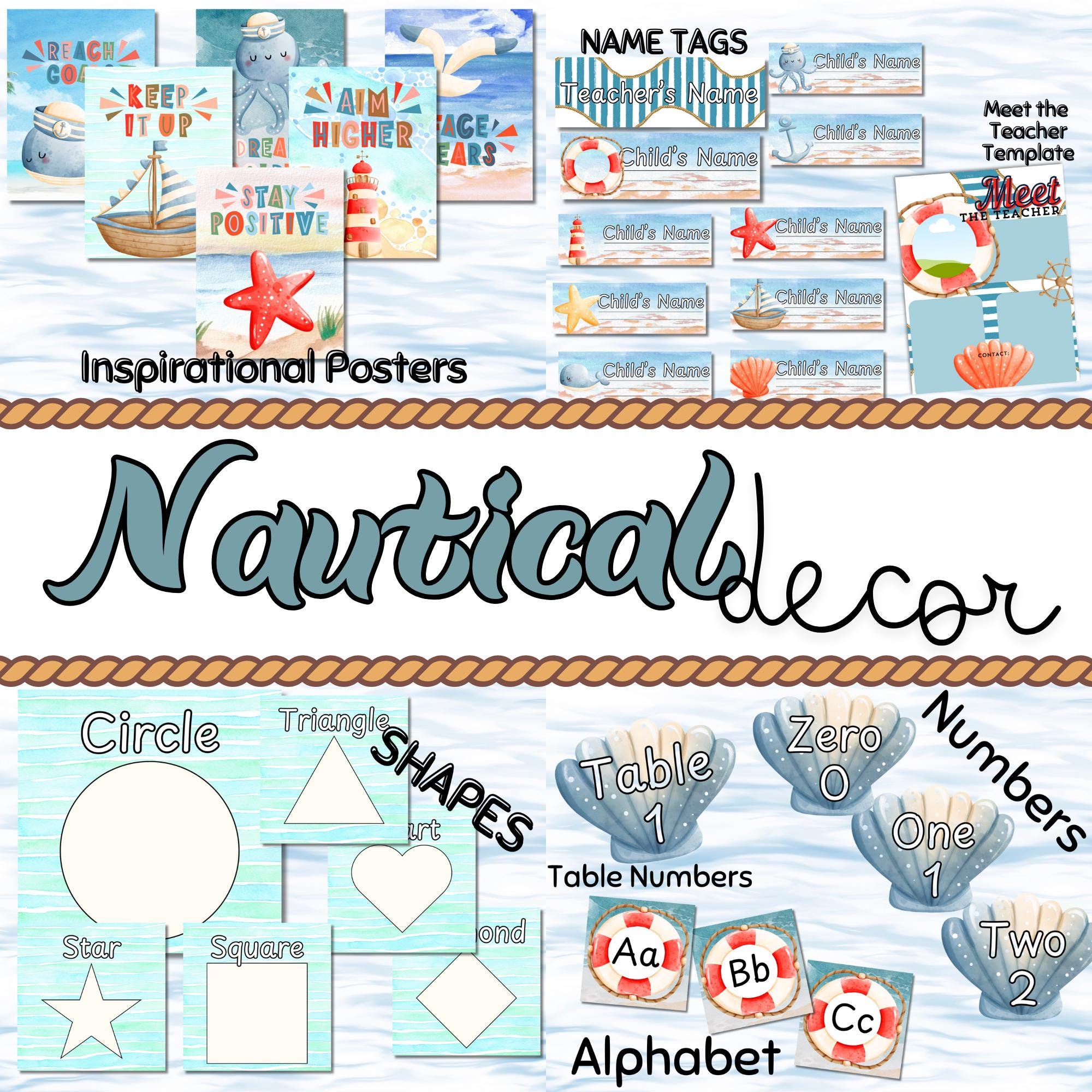 DIGITAL, Nautical Themed Classroom Decor Bundle, Classroom Decorations ...