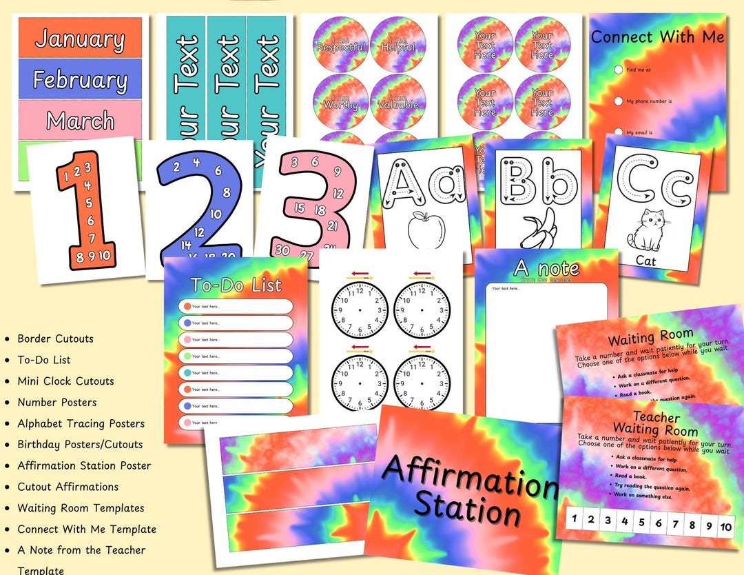 Tie Dye Themed Classroom Decor Bundle, Teachers, Tie Dye Class Decor ...