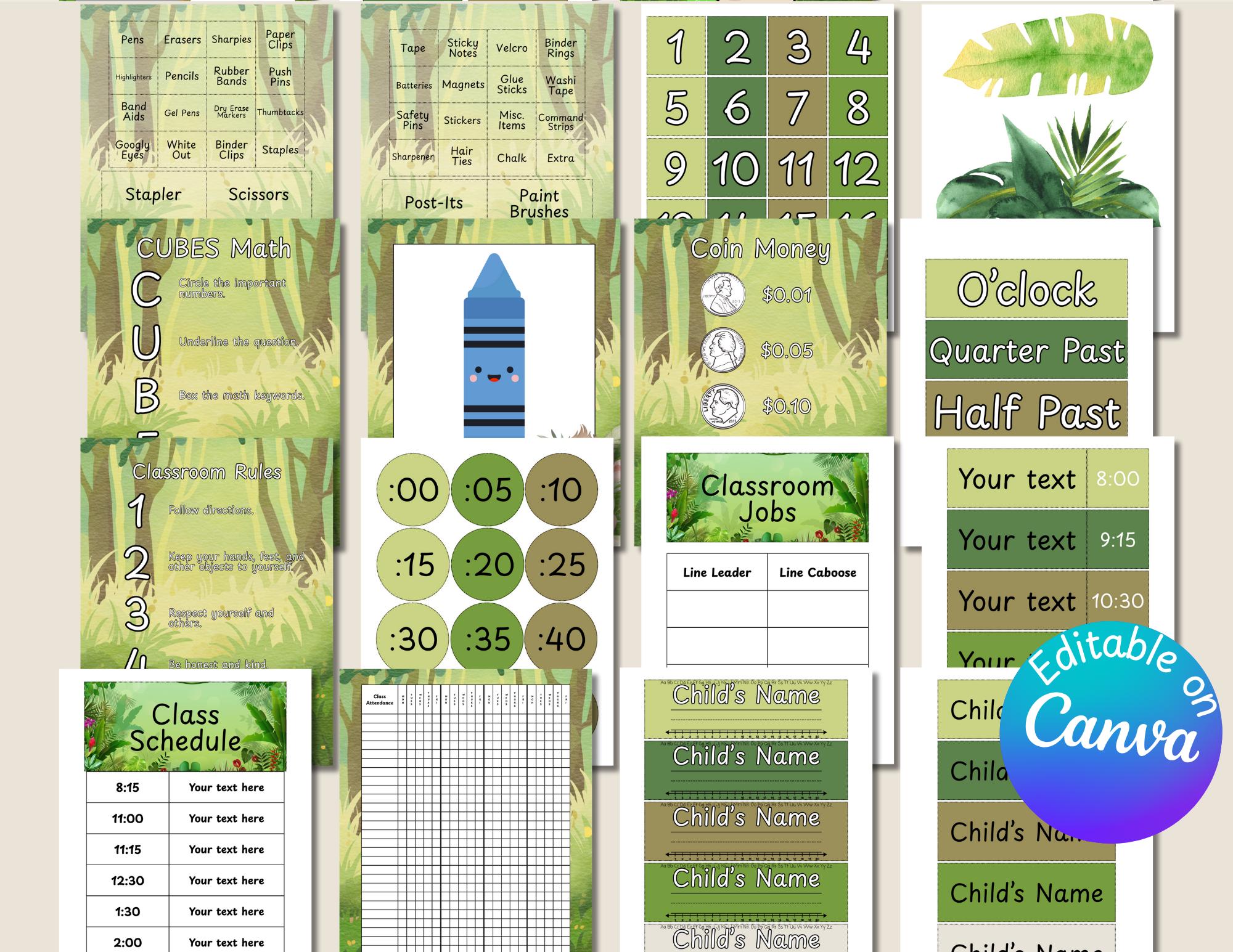 Jungle Themed Classroom Decor Bundle, Teachers, Jungle Class Decor ...