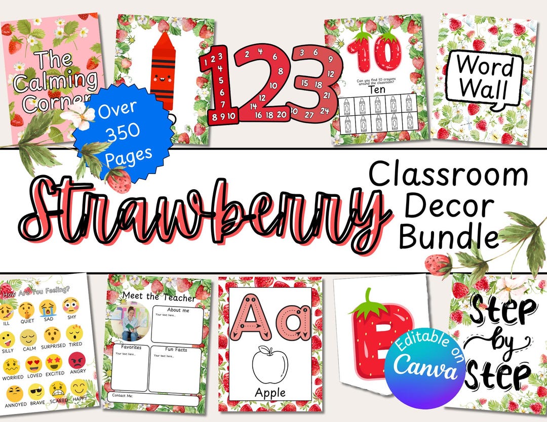 Strawberry Themed Classroom Decor Bundle, Teachers, Strawberry Class ...