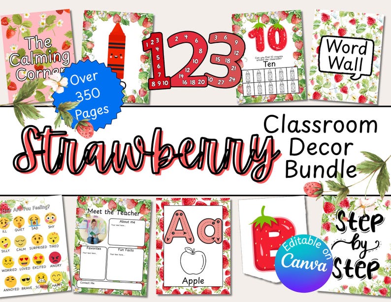 Strawberry Themed Classroom Decor Bundle, Teachers, Strawberry Class ...