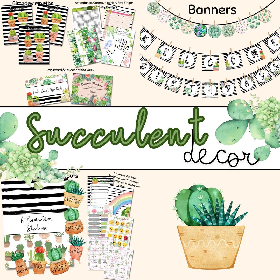 Succulent Themed Classroom Decor Bundle, Teachers, Classroom ...
